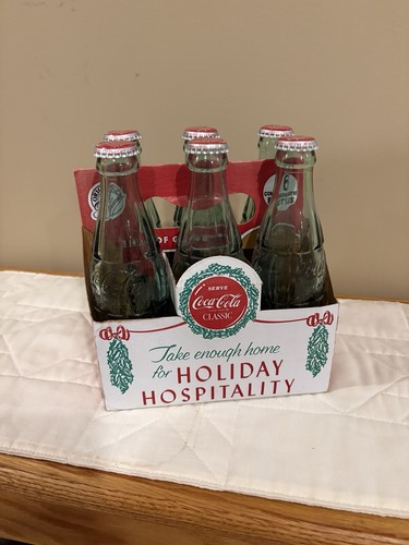 Coca-Cola Vintage Holiday Six-Pack with Glass Bottles and Paper Carrier ...