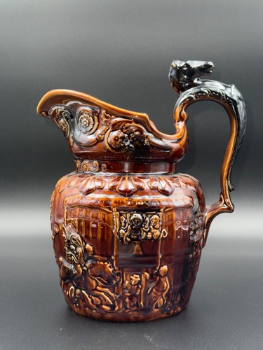 Antique Arthur Wood England Embossed Brown Ceramic Pitcher With Horse ...