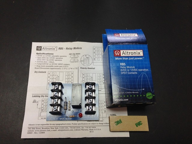 Altronix Rb5 Relay Module 6vdc Or 12vdc Dpdt Contacts For Sale Online