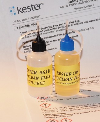 NEW 100 ml. COMBO KESTER 961E + KESTER 186 Soldering Liquid Flux NO ...