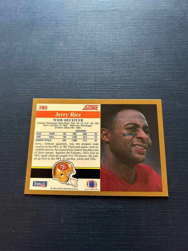 1991 Score Football Jerry Rice #380 Set Break NM-MT | eBay