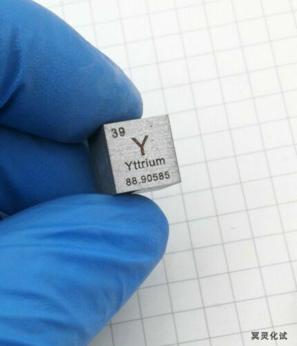 1 pcs 99.9% Purity Pure Yttrium Y 10mm Cube Carved Element Periodic ...