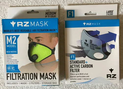 RZ MASK M2 Reusable Mesh AIR FILTRATION Size Medium w 2 Filters +3 ...