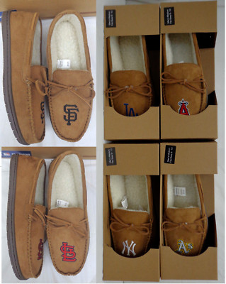 MLB Men's Tan Moccasin Slippers with Hard Rubber Sole | eBay