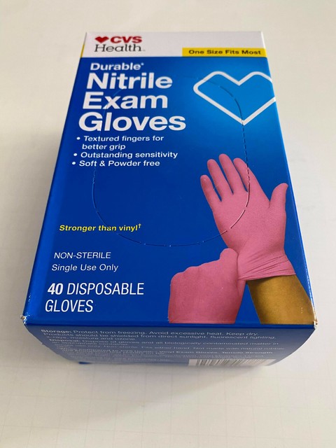 CVS Health Durable Nitrile Exam Gloves 40ct Textured Fingers One Size ...