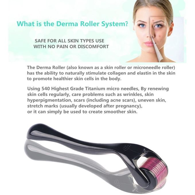 DERMA SKIN ROLLER 540 TITANIUM MICRO NEEDLE ANTI AGEING HAIR ...