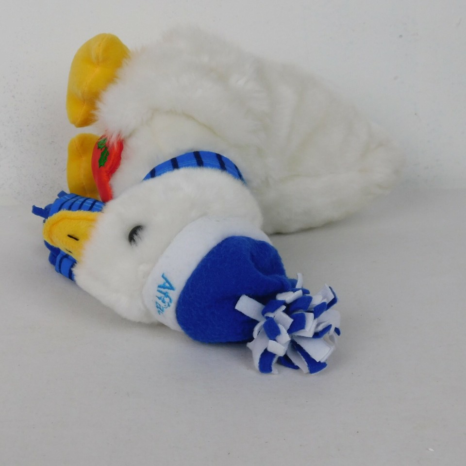 Aflac Plush 2017 Duck Blue Hat Scarf Red Heart Holly Berry Talking Big ...