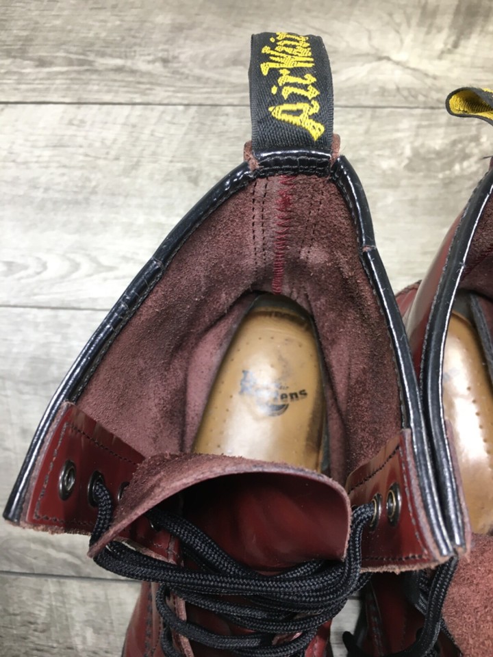 Dr Doc Martens Womens 1460 Red Leather Combat Punk Goth Hippie Boots UK ...