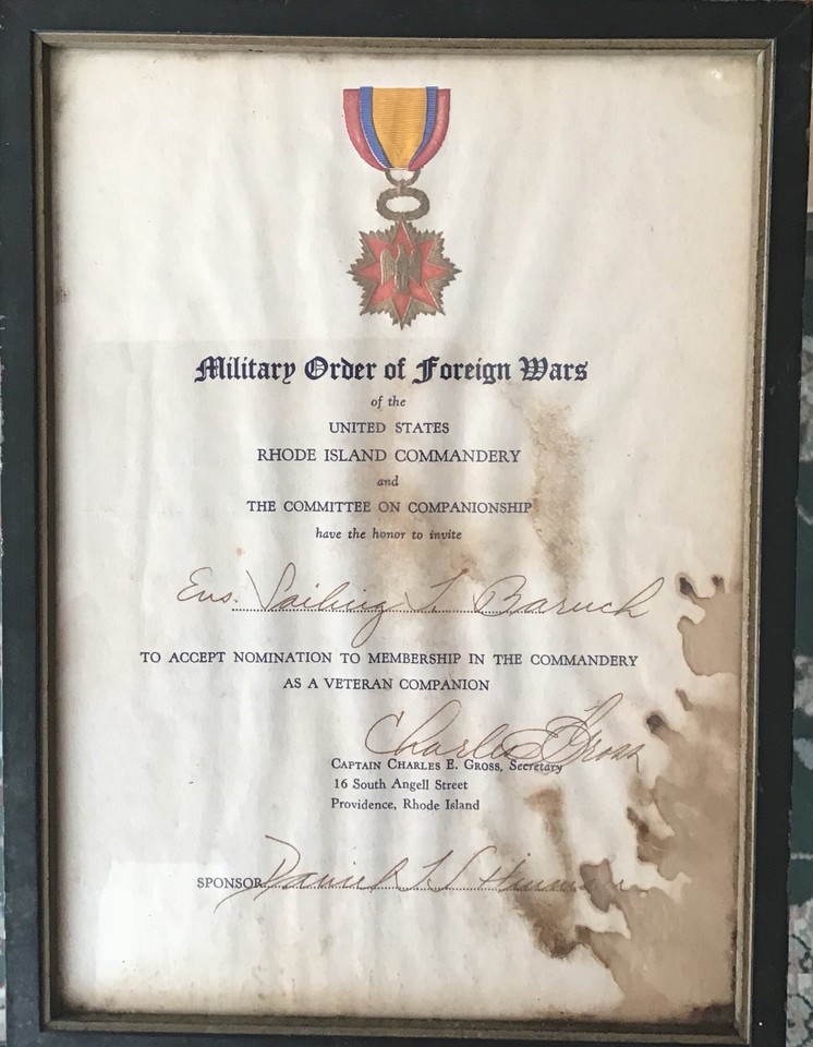 Lot Of 2 Military Order Of Foreign Wars hand Signed Documents (one 1948 ...