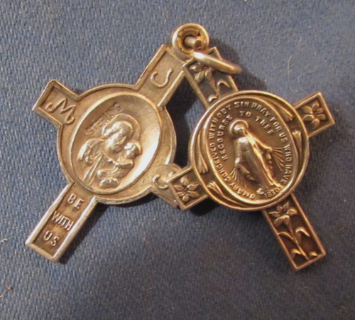 VINTAGE STERLING SILVER RELIGIOUS SLIDE CROSS PENDANT JMJ BE WITH US ON ...