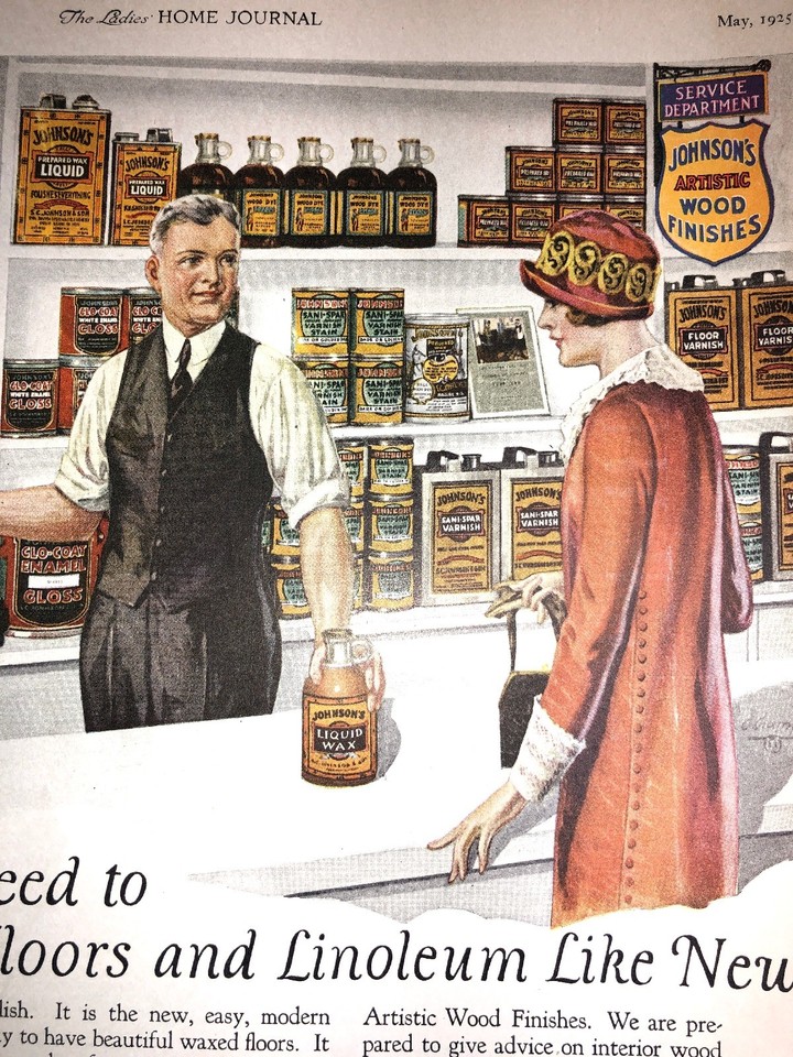 Johnson’s Wax 1925 Ad Pretty Flapper Girl Country Store Display Super ...