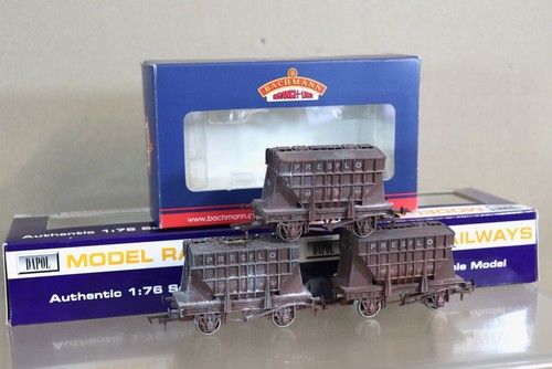 BACHMANN 38-261A DAPOL 763W RAKE of 3 WEATHERED BR PRESFLO HOPPER WAGON ...