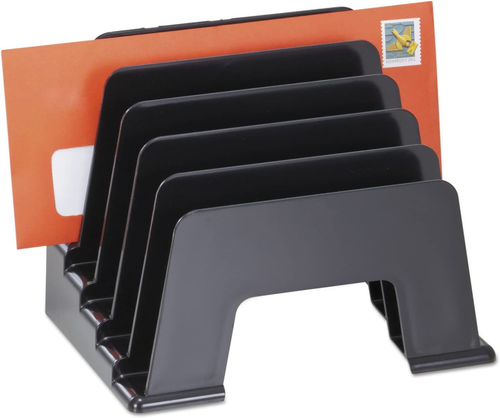 Desktop File Organizer, 5 Compartments Office Inclined Desk Step Sorter ...