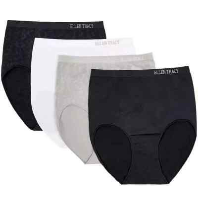 NEW Ellen Tracy Essentials Women's 4-pack Seamless Briefs. Animal Black ...