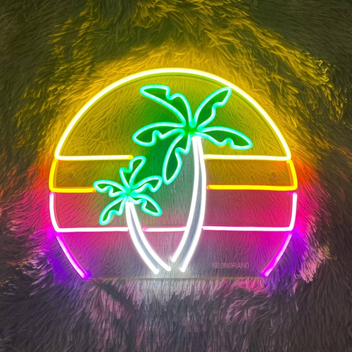 Neon Palm Tree Neon Palm Tree Sign (13X11'') Neon Light Palm Tree ...