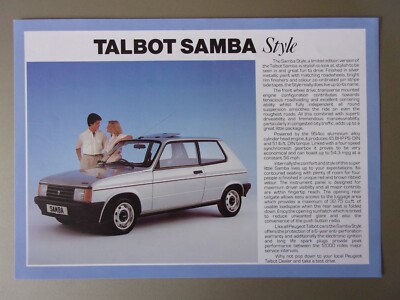 TALBOT SAMBA STYLE orig 1985 UK Mkt Sales Leaflet Brochure | eBay