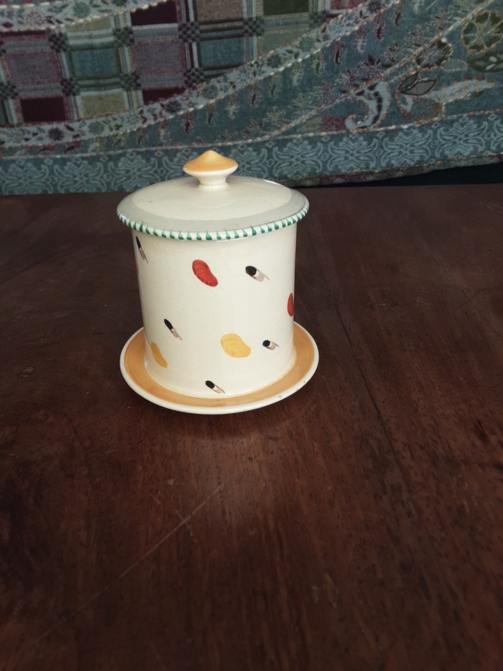 Susie Cooper Preserve Pot in the Red Runner Bean Pattern. Triangle Back ...