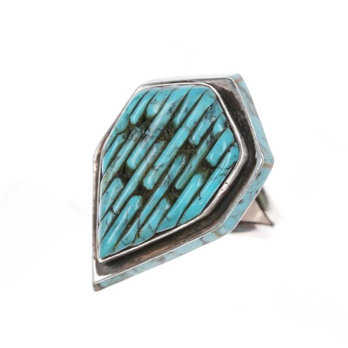 sz9.5 Vintage Native American sterling cobblestone turquoise inlaid ...