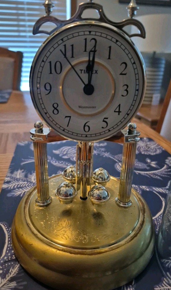 Vintage Timex Mantle Clock Westminster Anniversary Chime Dome Tested ...