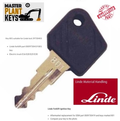 Linde 801 Forklift Ignition Master Key OEM part 0009730419 E16 E20 E25 ...