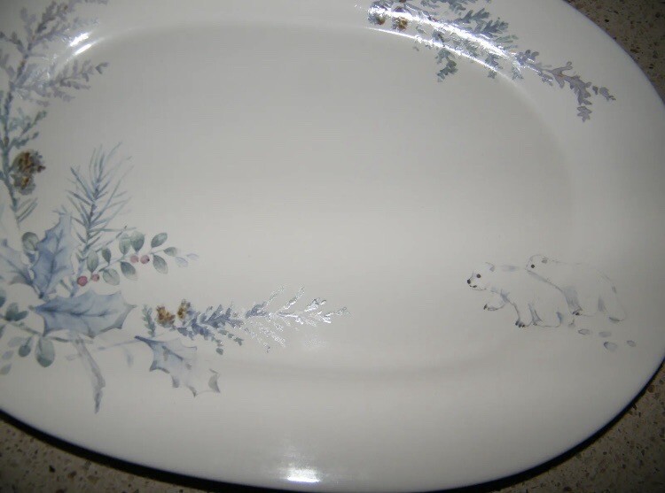 Pfaltzgraff Winter Frost Polar Bear & Pine Oval Shaped Serving Platter Dish Tray | eBay