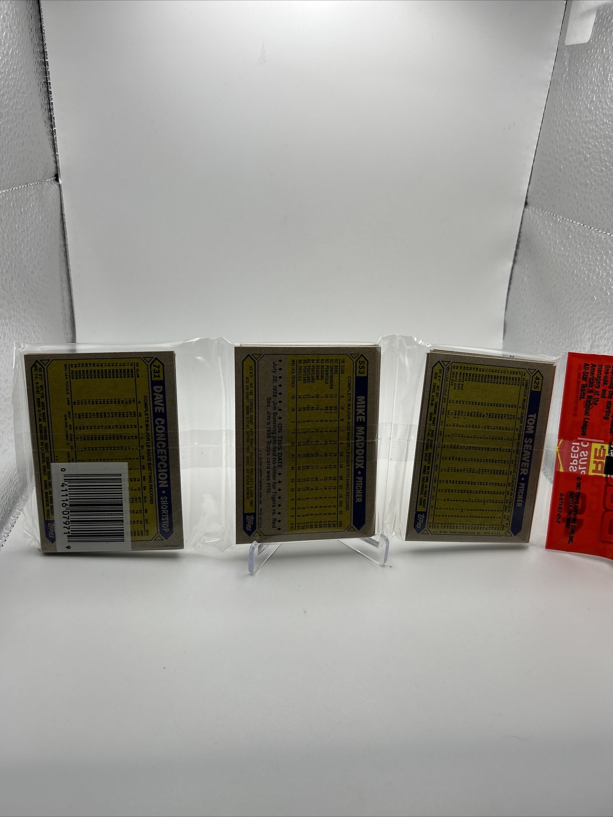 1987 Topps Baseball Unopened Rack Pack - 49 cards with Carlton Fisk ...