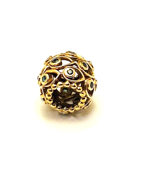 Authentic Pandora Openwork Ocean Treasure Topaz 585 14K Gold Charm | eBay