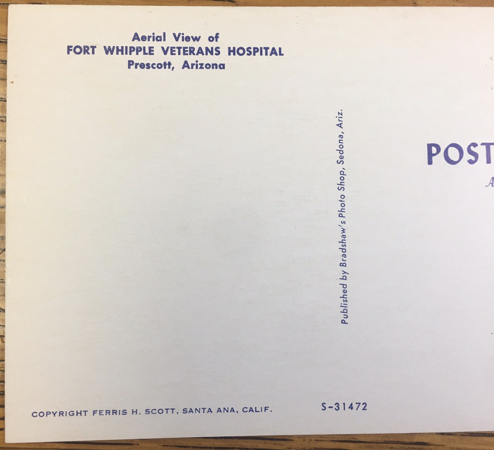 Aerial View of Fort Whipple Veterans Hospital Prescott, Arizona Color ...