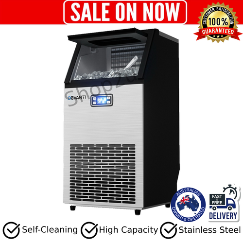 Devanti Commercial Ice Maker Machine Stainless Steel 45kg Ice Cube Tray ...