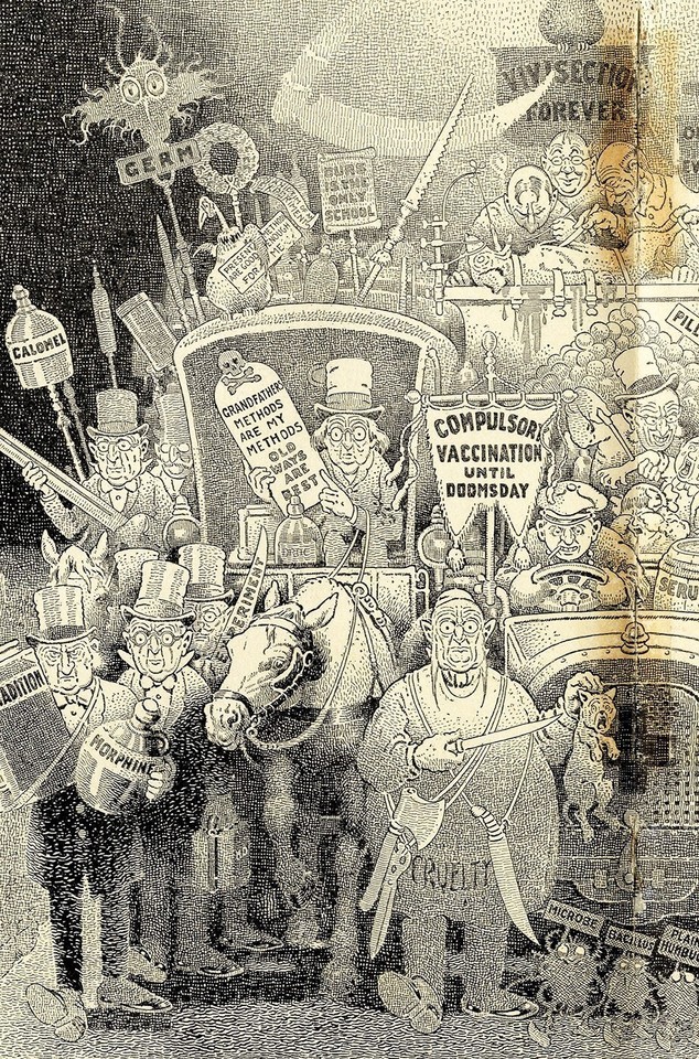 QUACK MEDICINE 1911 Vaccinations POLITICAL CARTOON Drugs DOCTORS ...
