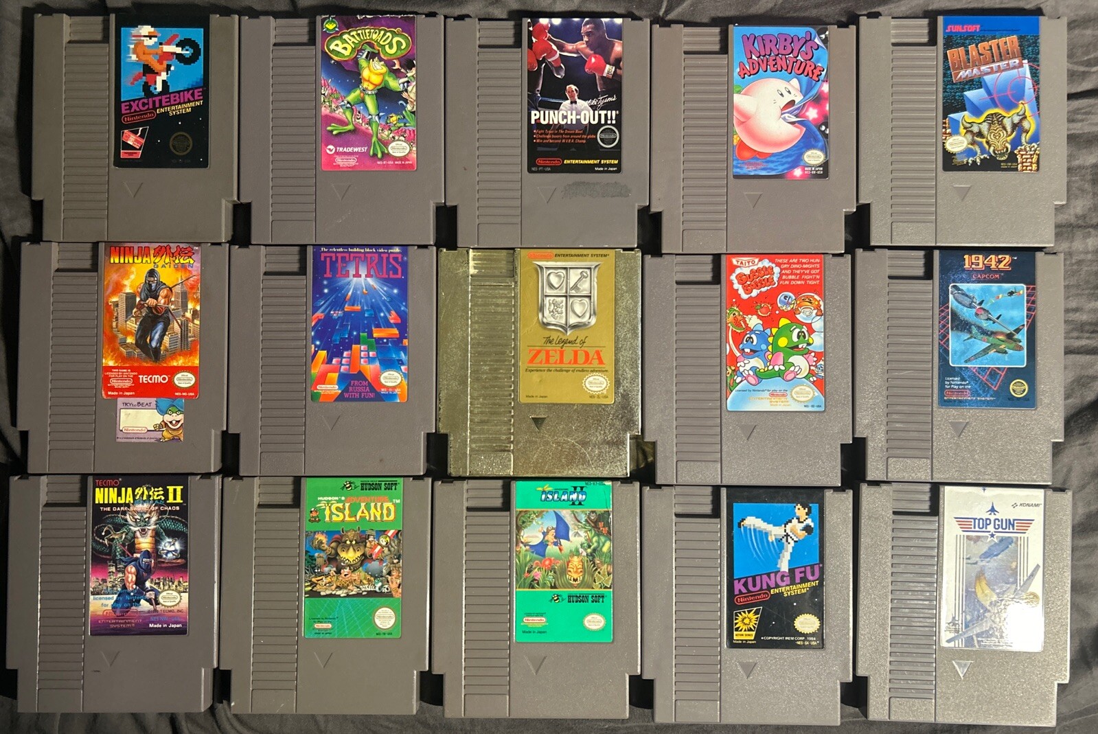 NES Lot Of 15 Games (Zelda, Kirby, Tetris,Punch Out, Battletoads, Ninja ...