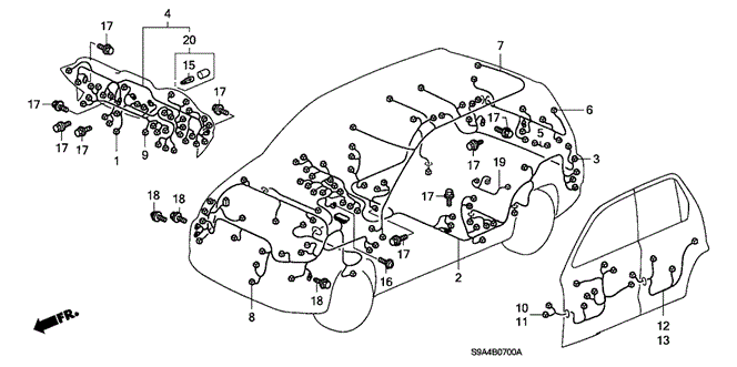 Genuine Honda Wire Harness L Rear Door 32754-S9A-000 | eBay
