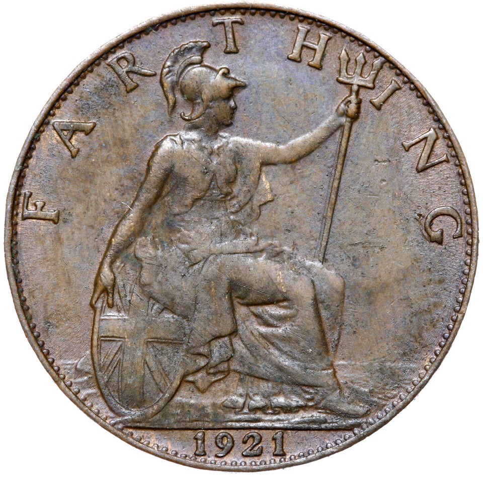 Great Britain-King George V coin-1 farthing 1921-conservation! | eBay
