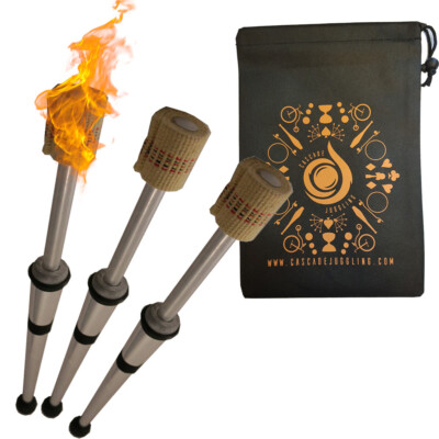 Set of 3 x Fire Juggling Clubs - Silver Juggling Fire Juggling Torches ...