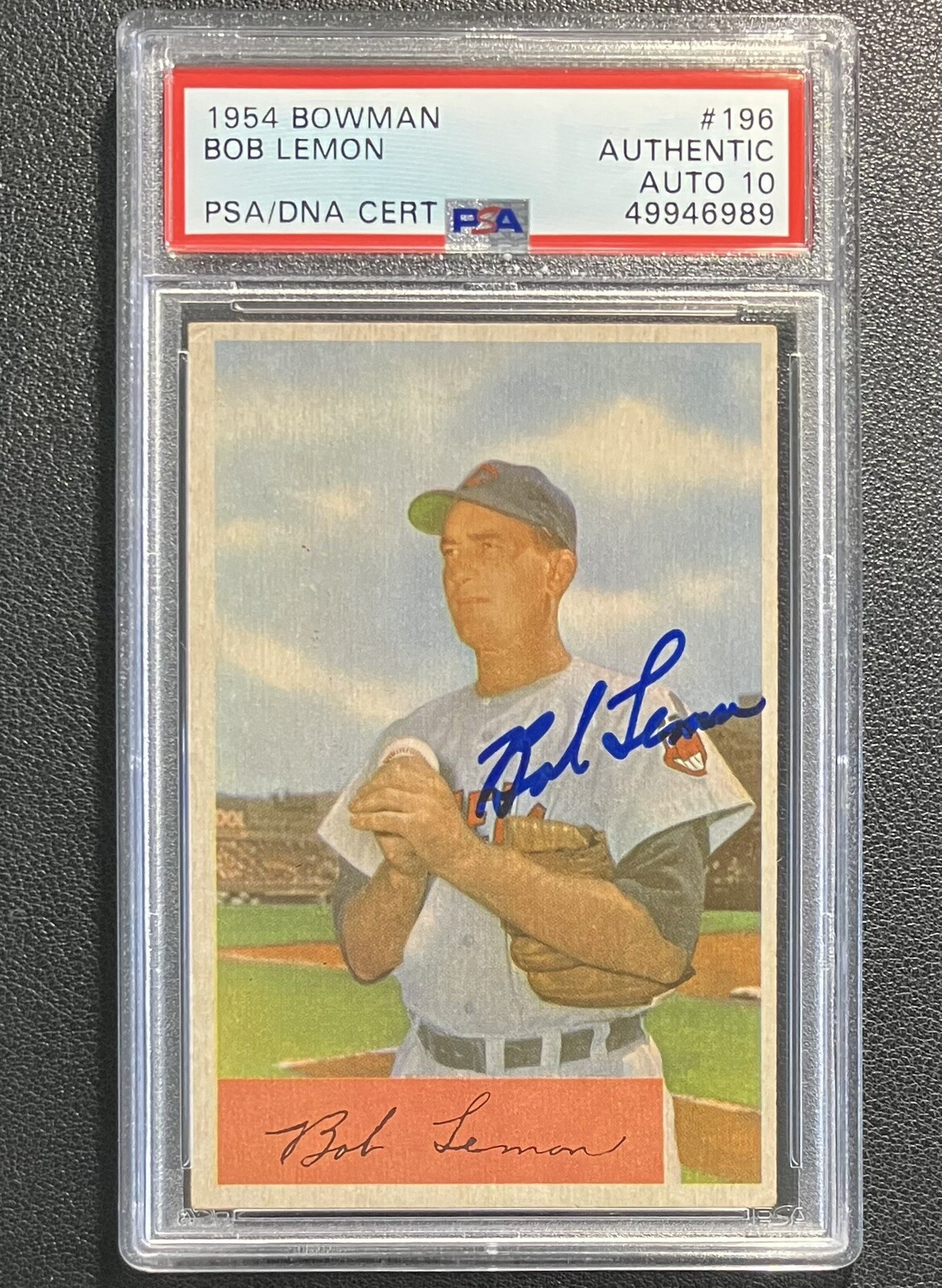 1954 Bowman #196 Bob Lemon Signed PSA/DNA Authentic Autograph Grade 10 ...