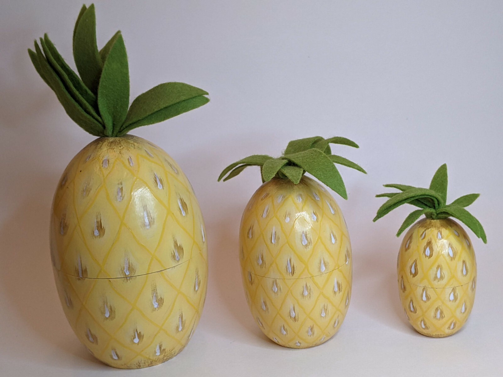 Wood Pineapple Nesting Decor - Set of 3 | eBay
