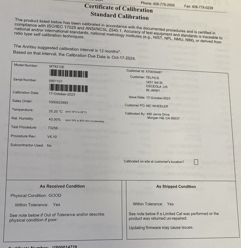 Anritsu MT8212E Cell Master Base Station Analyzer Ma24104a POWERSENSOR ...