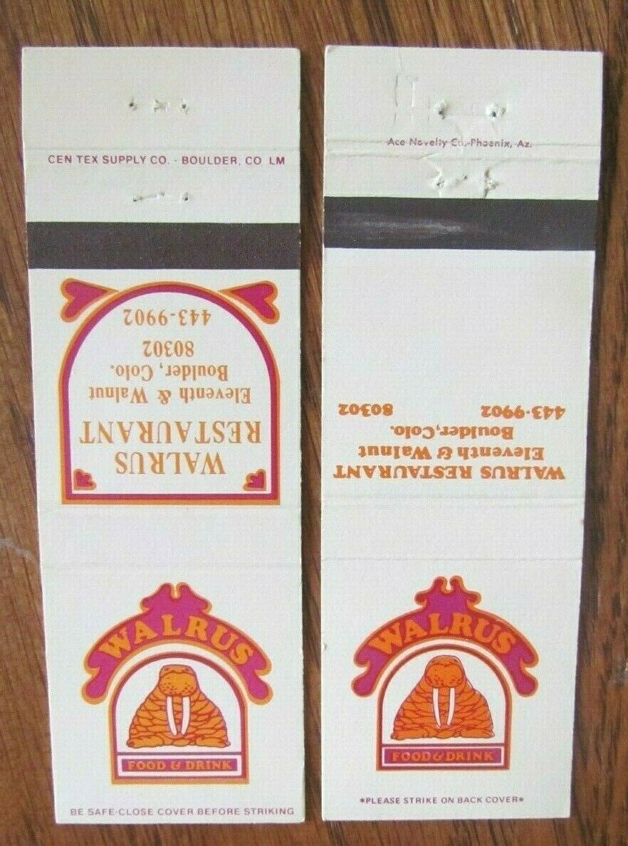 WALRUS ANIMAL MATCHBOOK MATCHCOVERS: WALRUS RESTAURANT (BOULDER ...