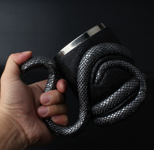 3D Cobra Snake Handle 600ml Beer Mug Goblet Cup Resin Stainless Steel ...