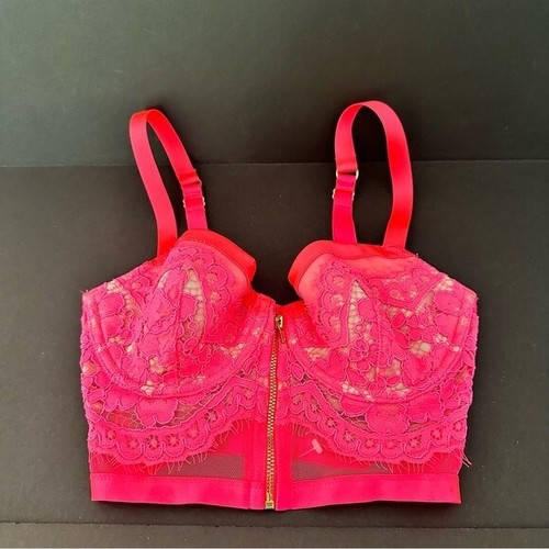 Victoria's Secret Longline Front Zip Ballonette Bra Size 32D | eBay