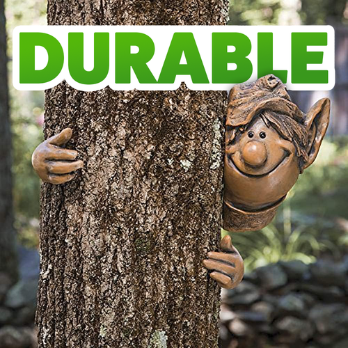 Garden Elf Tree Peeker Outdoor Trunk Decor Branch Hugger Ornament ...