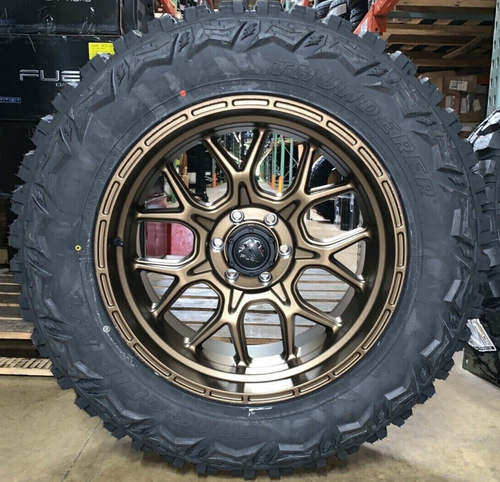 20x10 Fuel D671 Tech Bronze Wheels 35" MT Tires 5x5 Jeep Wrangler JK JL ...