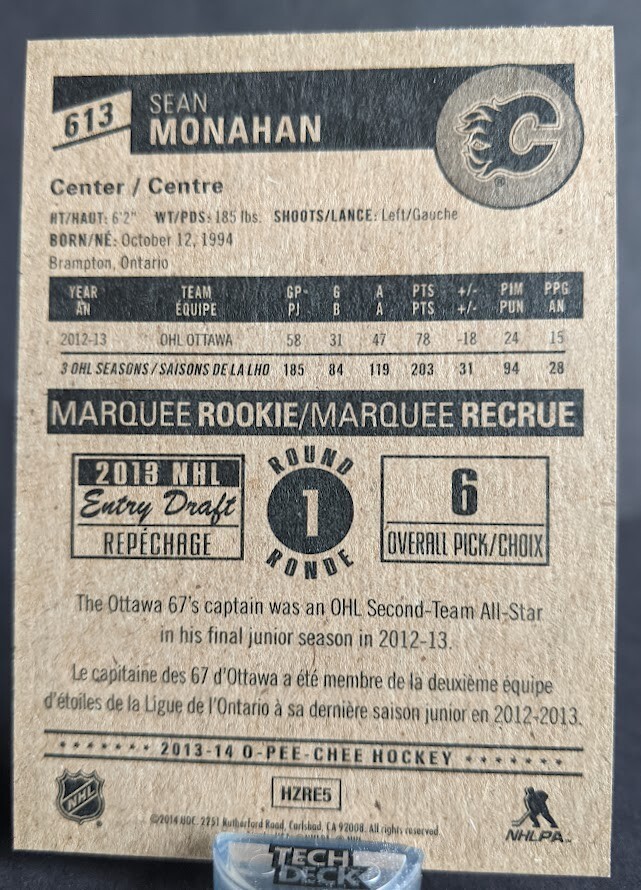 2013-14 O-Pee-Chee Sean Monahan #613 Montreal Canadiens Rookie | eBay