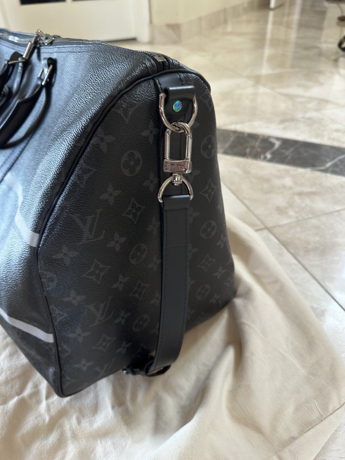 LOUIS VUITTON Monogram Eclipse fragment Keepall Bandouliere45 AA2127 | eBay