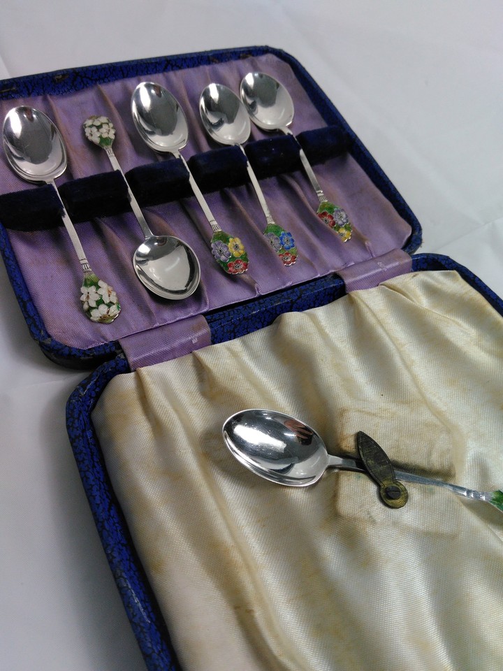 Vintage Silver Spoon Set Enamelled | eBay UK