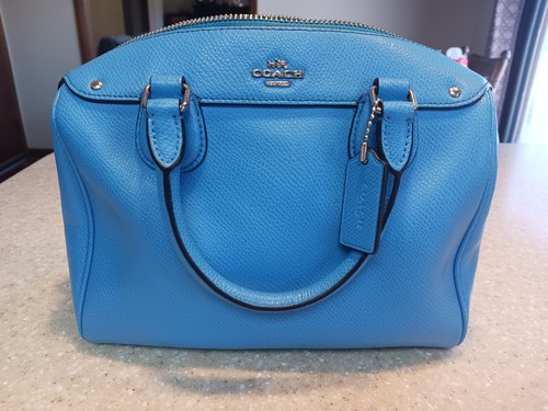 Authentic Coach Leather Hand Bag Blue Used Women's | eBay