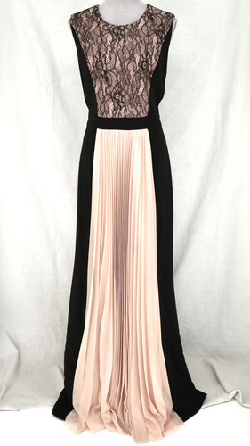JS Collection Gown Dress Womens 16 Black Lace Pink Chiffon Inset ...