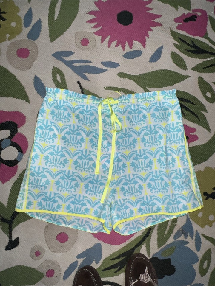 Gretchen Scott Designs Women's East India Blue/Lime Drawstring Shorts L ...