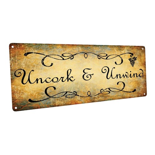 Uncork and Unwind Metal Sign; Wall Decor for Kitchen and Dinning Room ...