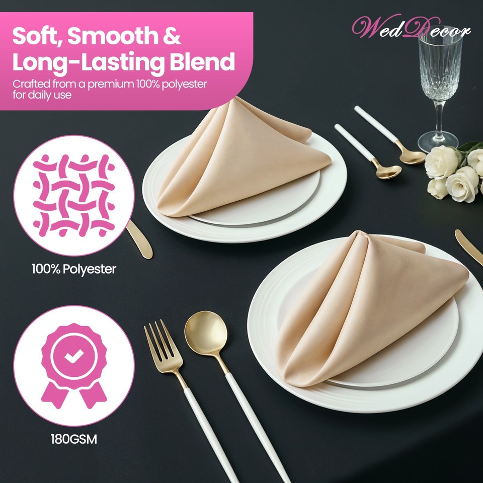 Dining Tableware Napkin Serviettes Polyester Cotton Cloth Wedding Party ...